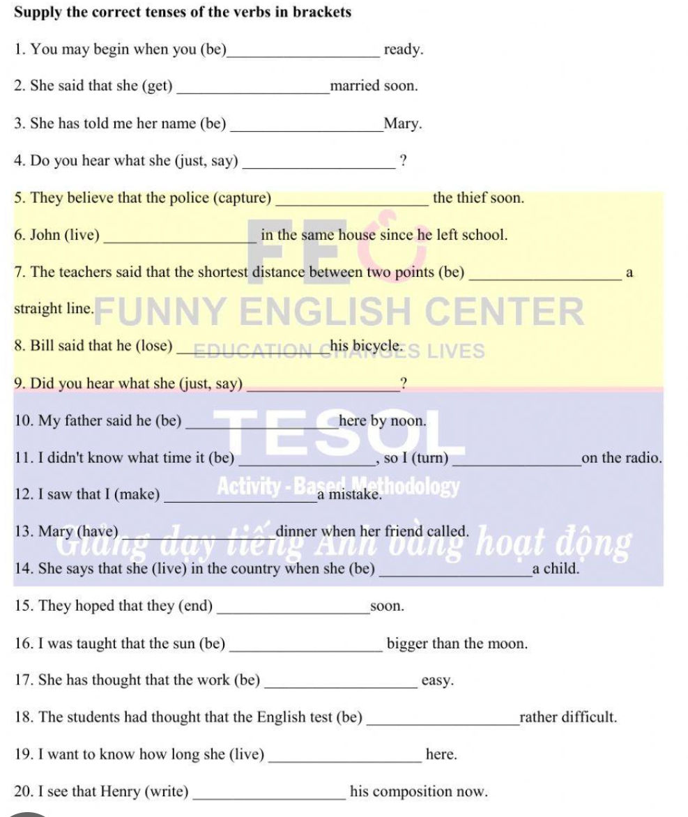 Supply the correct tenses of the verbs in | StudyX