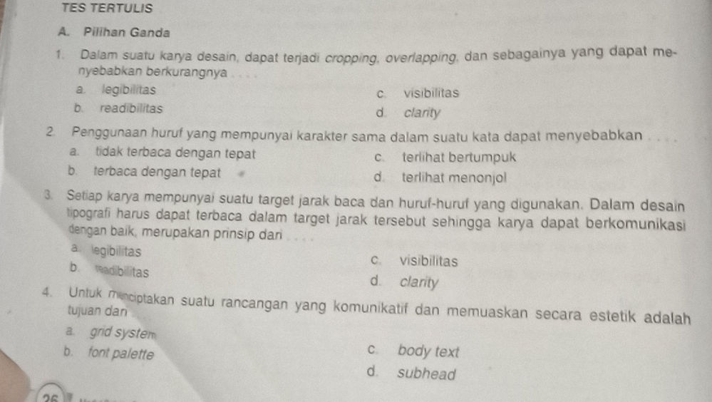 A. Pilihan Ganda 1. Dalam suatu karya | StudyX