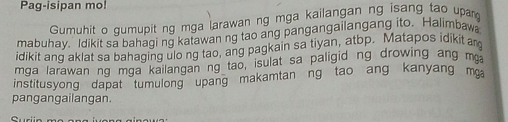 Pag-isipan mo! Gumuhit o gumupit ng mga | StudyX