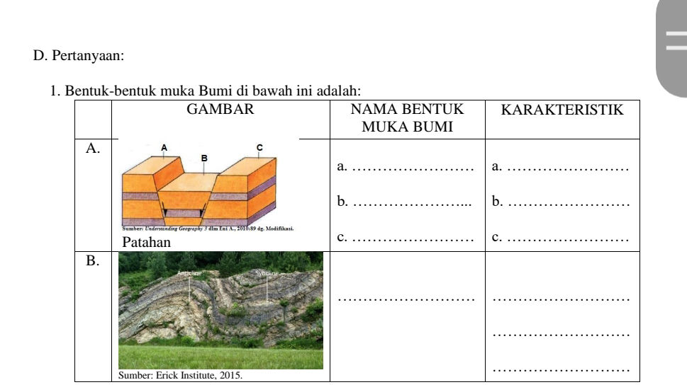 D. Pertanyaan: 1. Bentuk-bentuk muka Bumi | StudyX