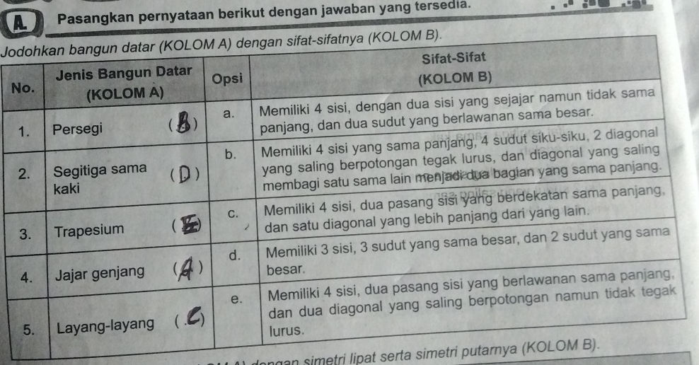 Pasangkan pernyataan berikut dengan jawaban | StudyX