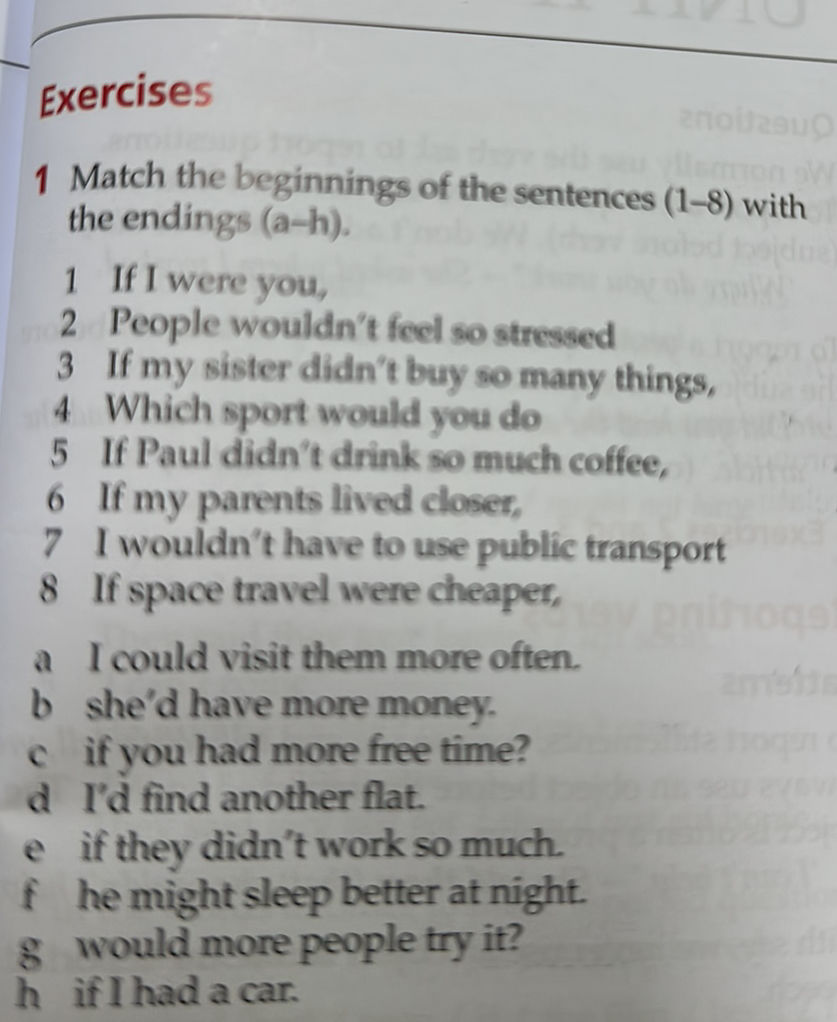 Match the beginnings of the sentences (1-8) | StudyX