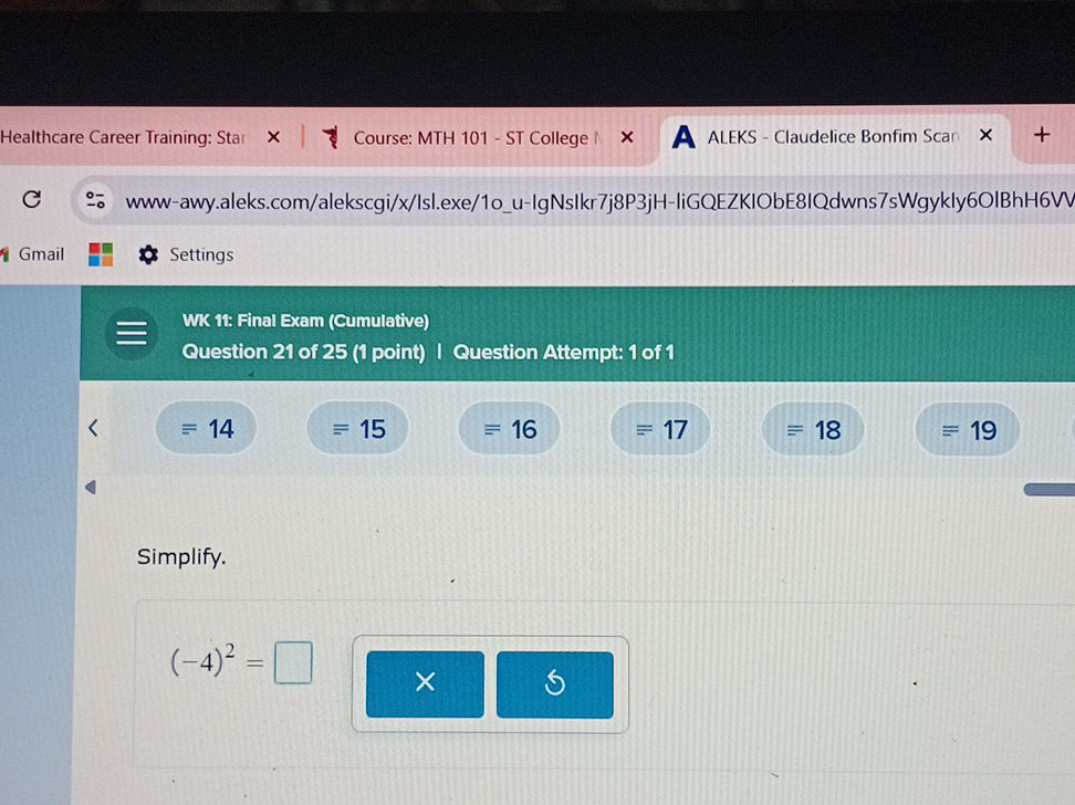 Simplify (-4)^2 | StudyX