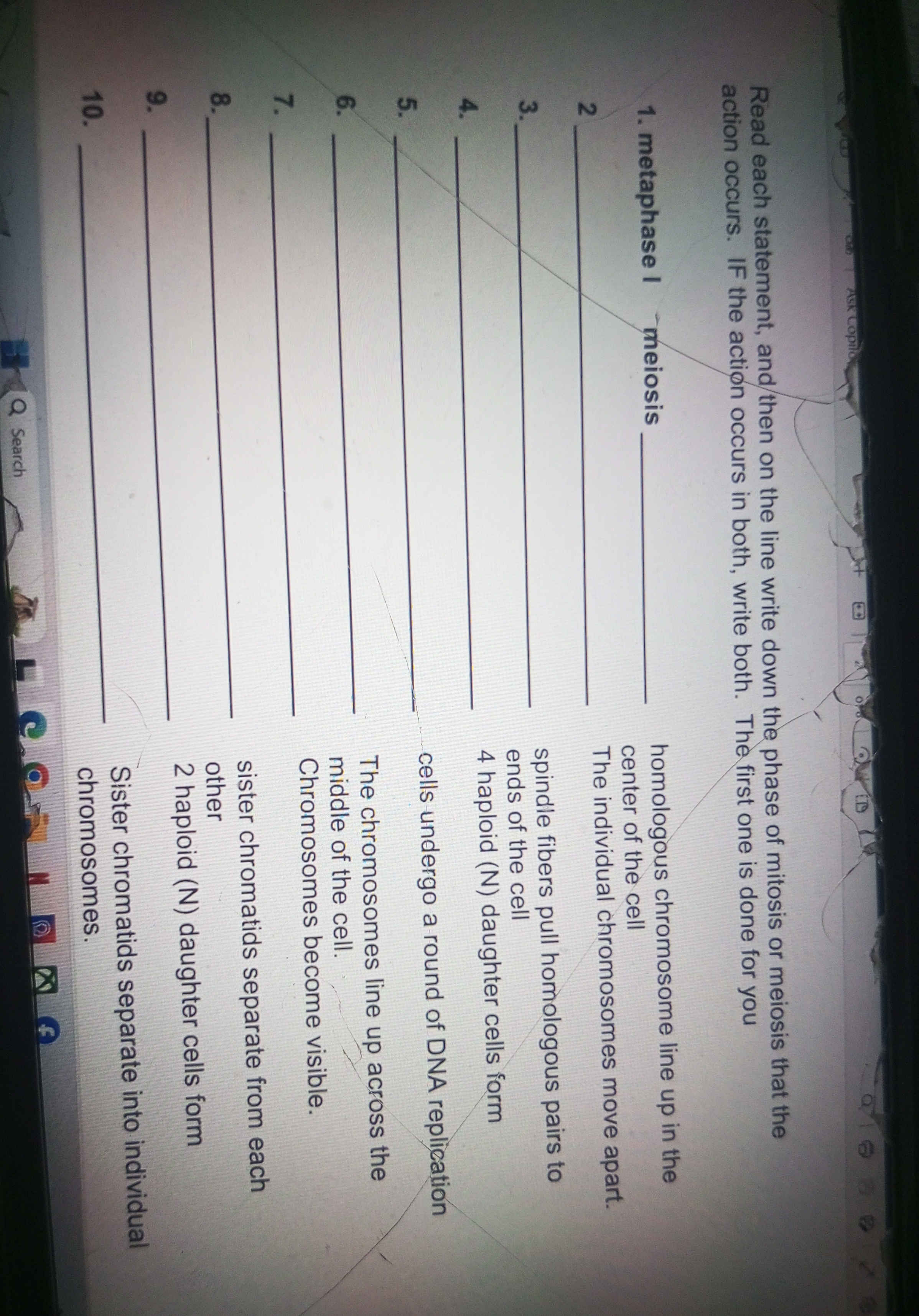 Read each statement, and then on the line | StudyX