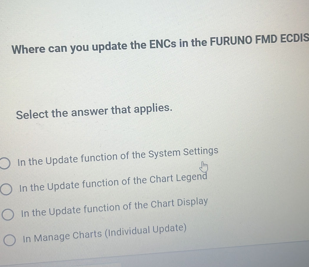 Where can you update the ENCs in the FURUNO | StudyX