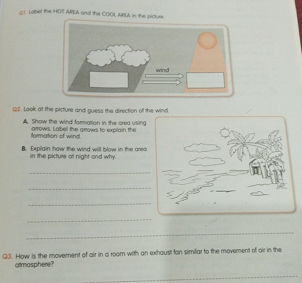 Q1. Label the HOT AREA and the COOL AREA in | StudyX