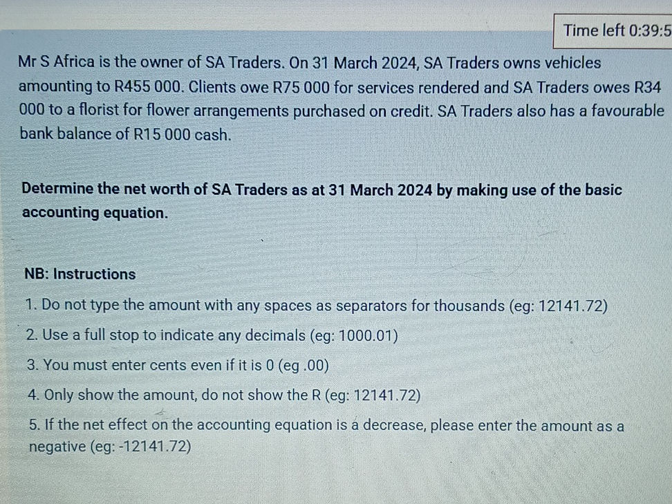 Mr S Africa is the owner of SA Traders. On | StudyX