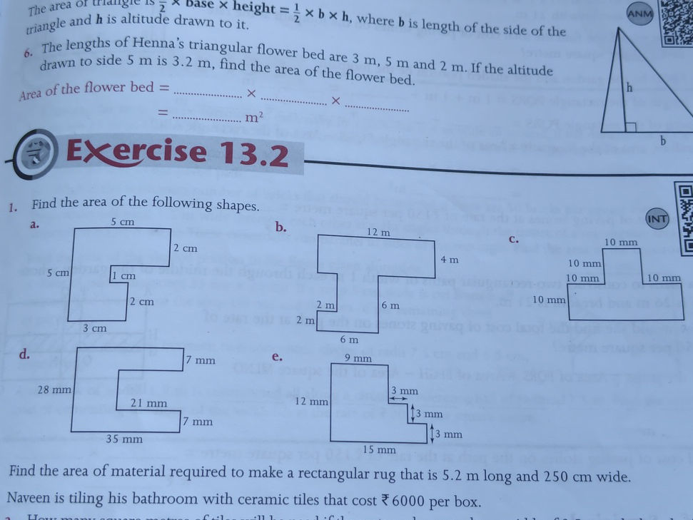The area of triangle is \( {1}{2} base | StudyX