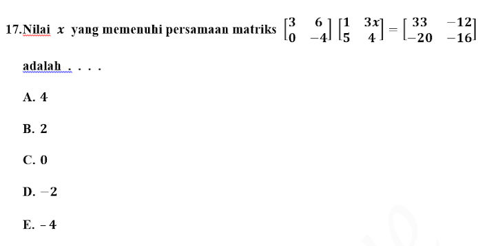 17. Nilai $x$ yang memenuhi persamaan | StudyX