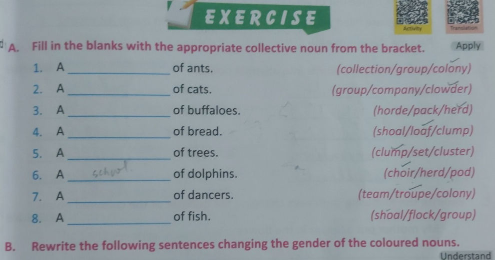 A. Fill in the blanks with the appropriate | StudyX