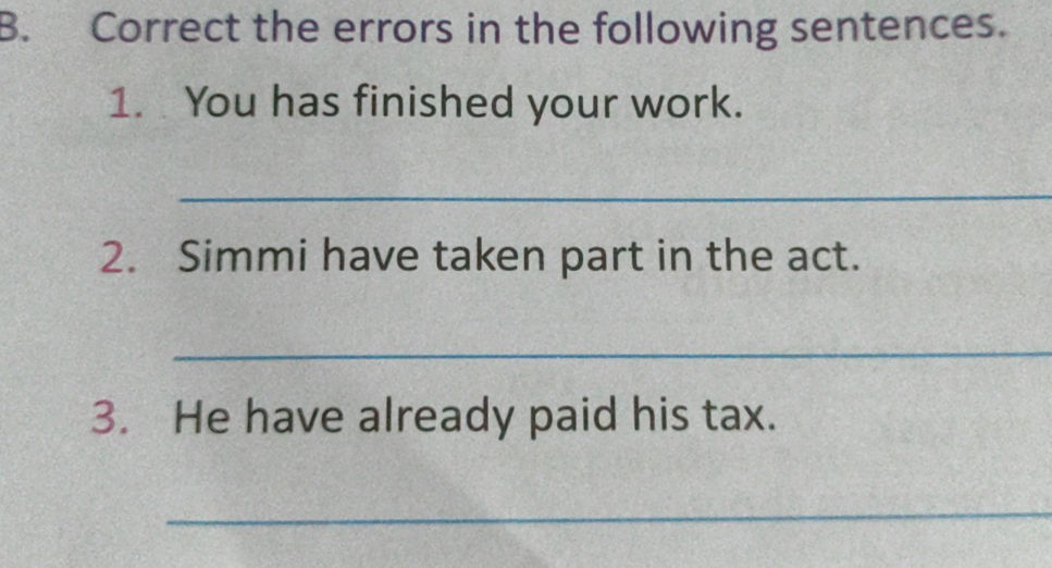 B. Correct the errors in the following | StudyX