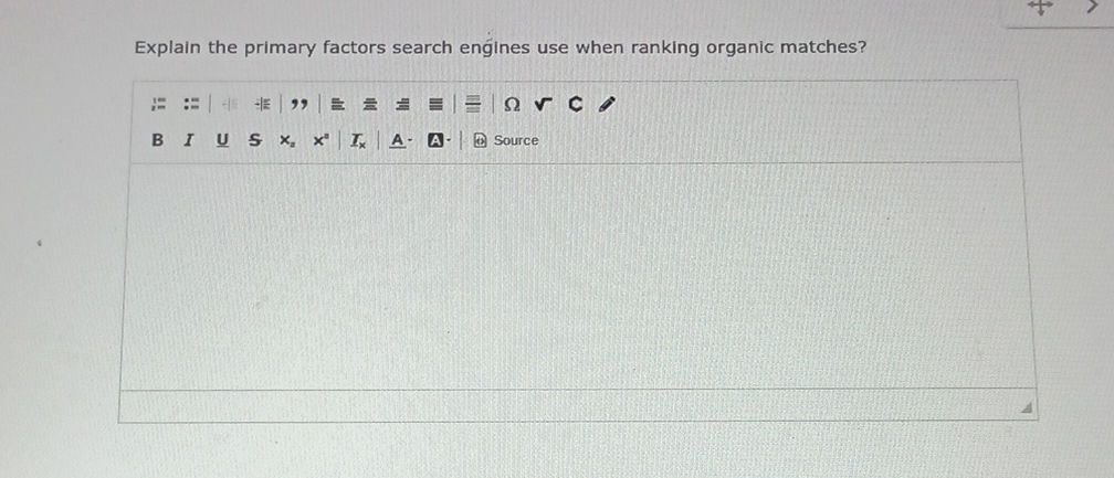Explain the primary factors search engines | StudyX