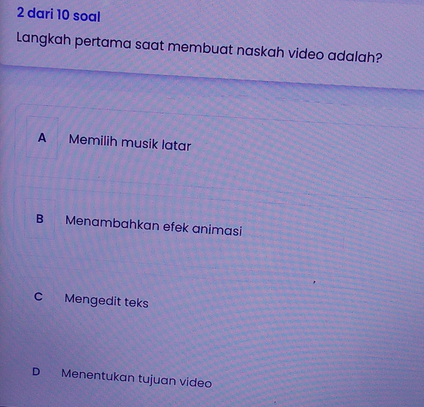 2 dari 10 soal Langkah pertama saat membuat | StudyX