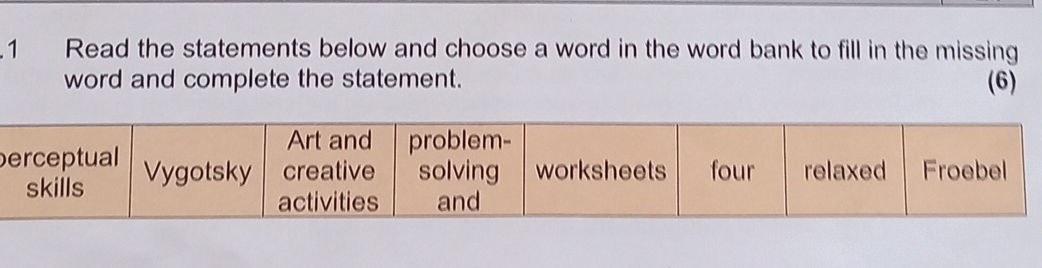 Read the statements below and choose a word | StudyX
