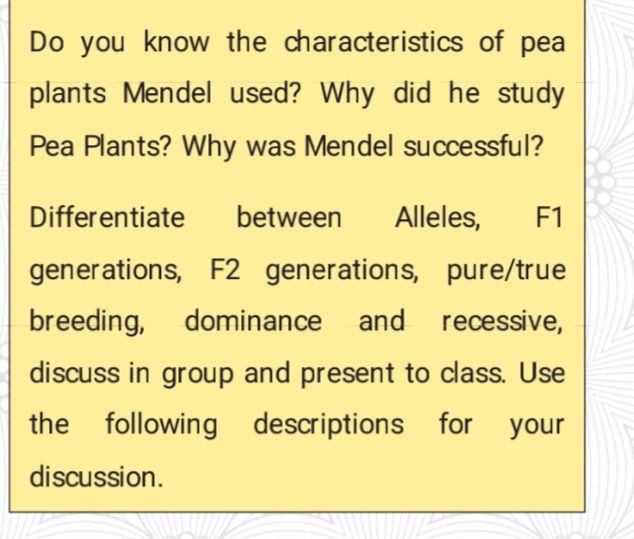 Do you know the characteristics of pea | StudyX