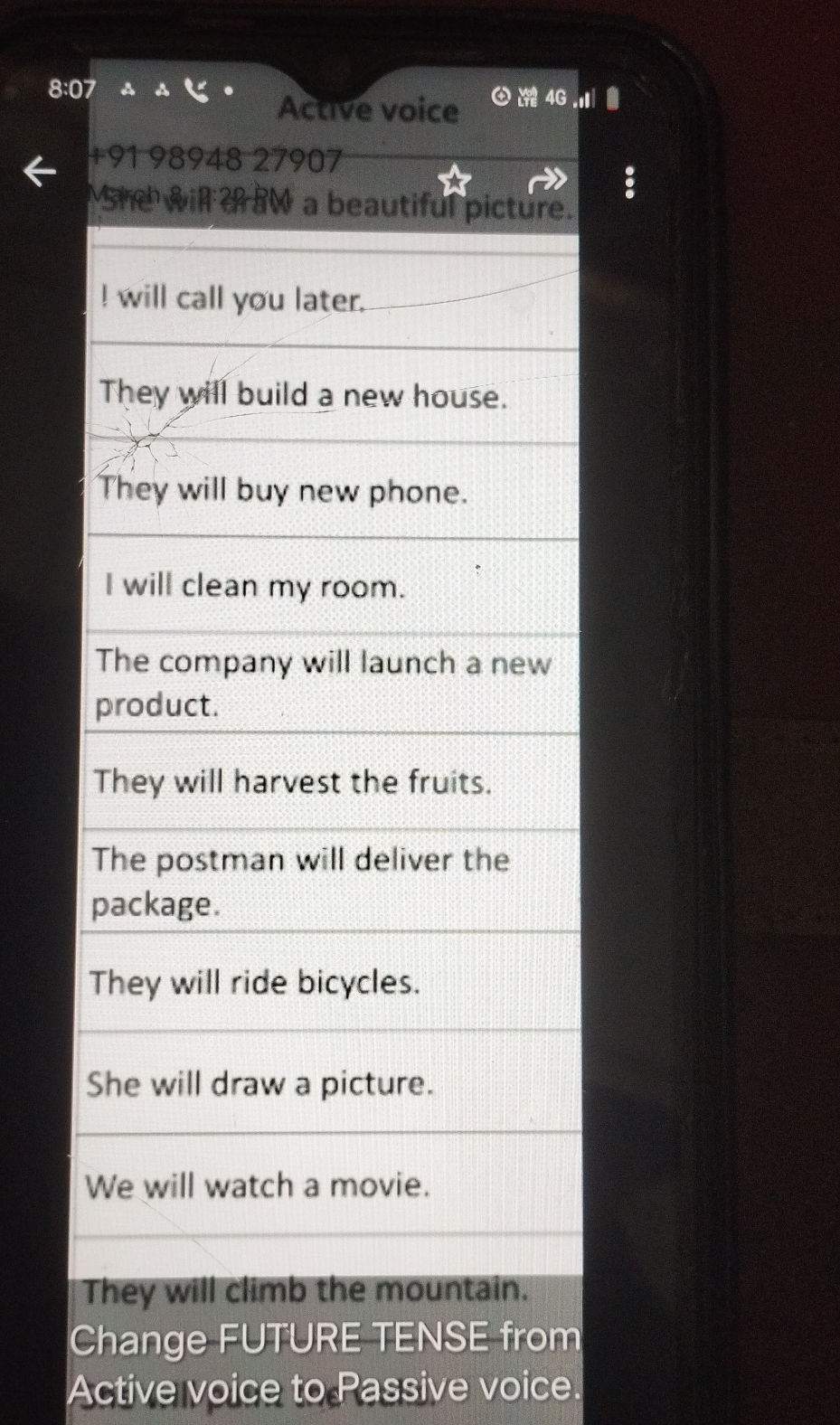 Change FUTURE TENSE from Active voice to | StudyX