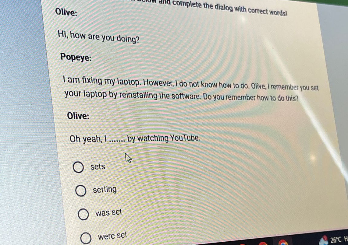 Fill in the blank and complete the dialog | StudyX