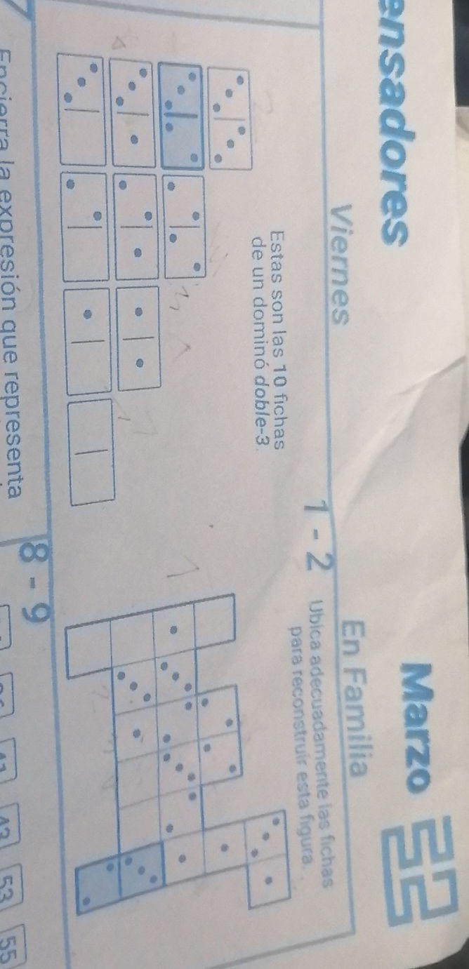 Estas son las 10 fichas de un dominó | StudyX