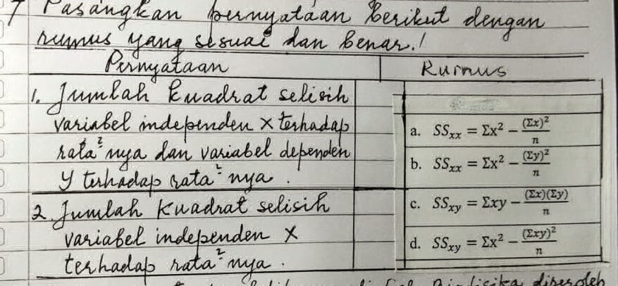 Pasangkan pernyataan berikut dengan rumus | StudyX