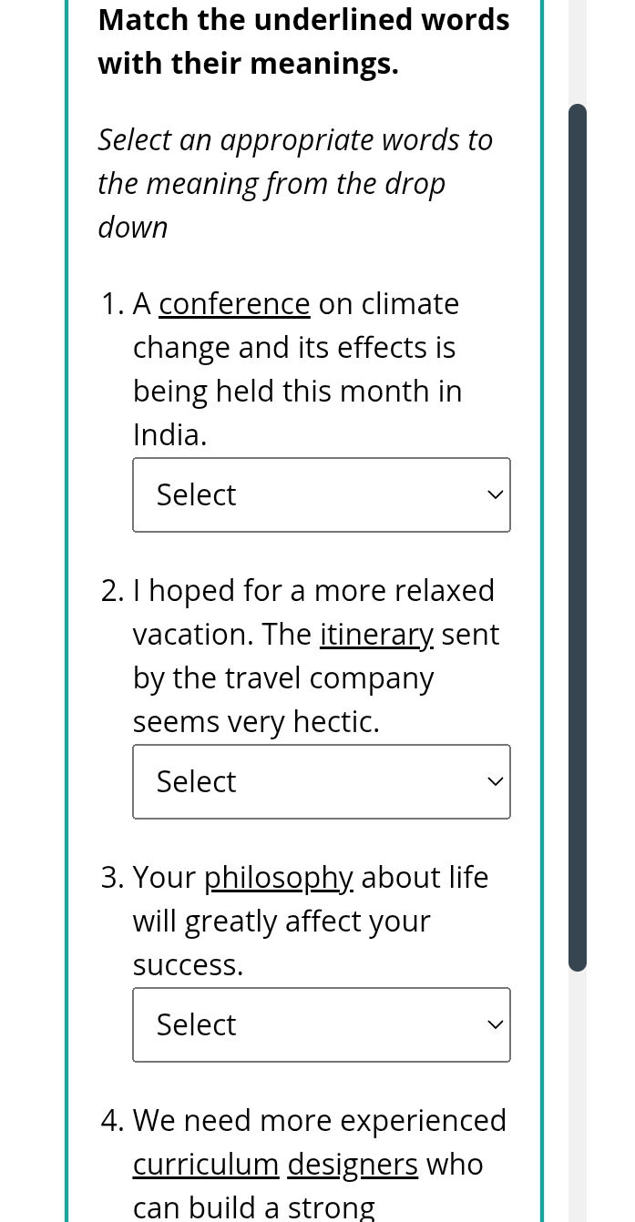 Match the underlined words with their | StudyX