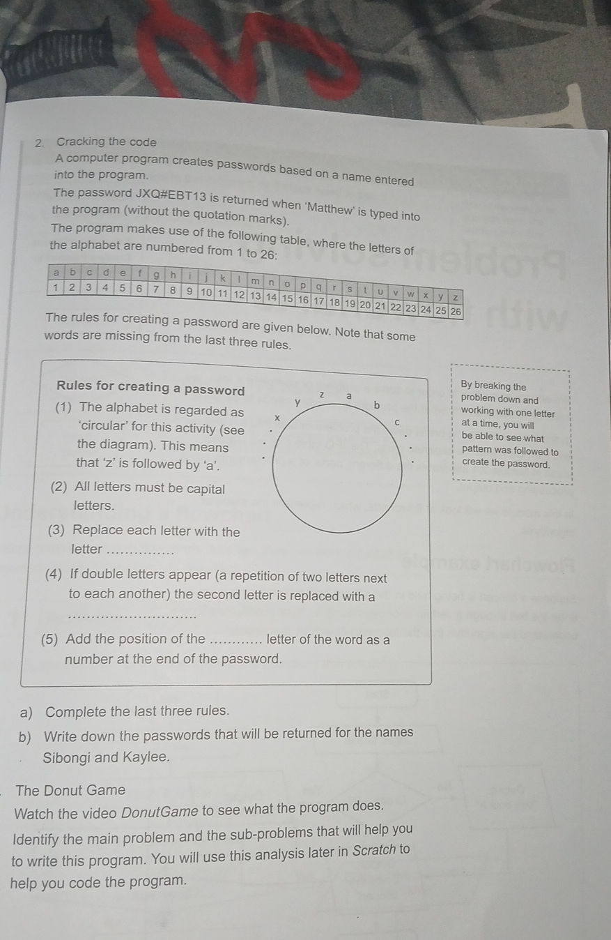 2. Cracking the code A computer program | StudyX