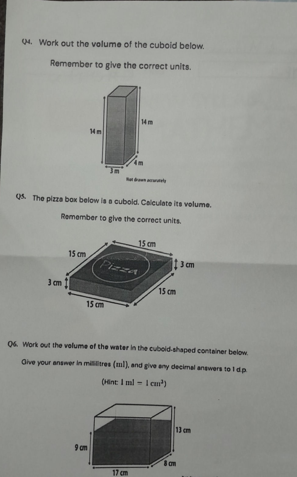 Q4. Work out the volume of the cuboid below. | StudyX