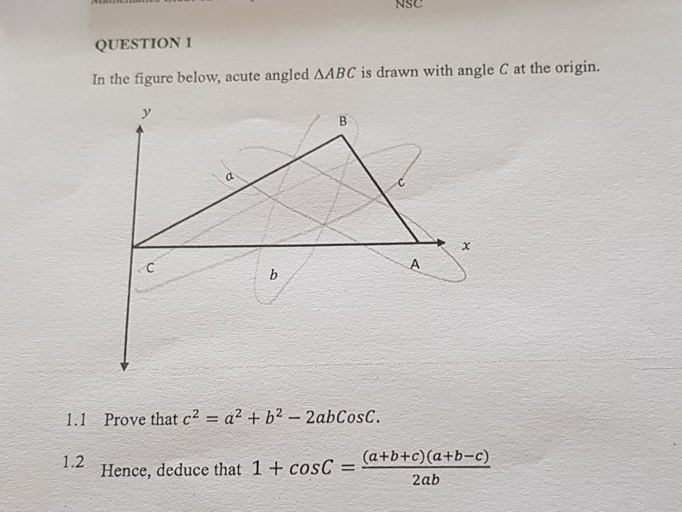QUESTION 1 In the figure below, acute angled | StudyX
