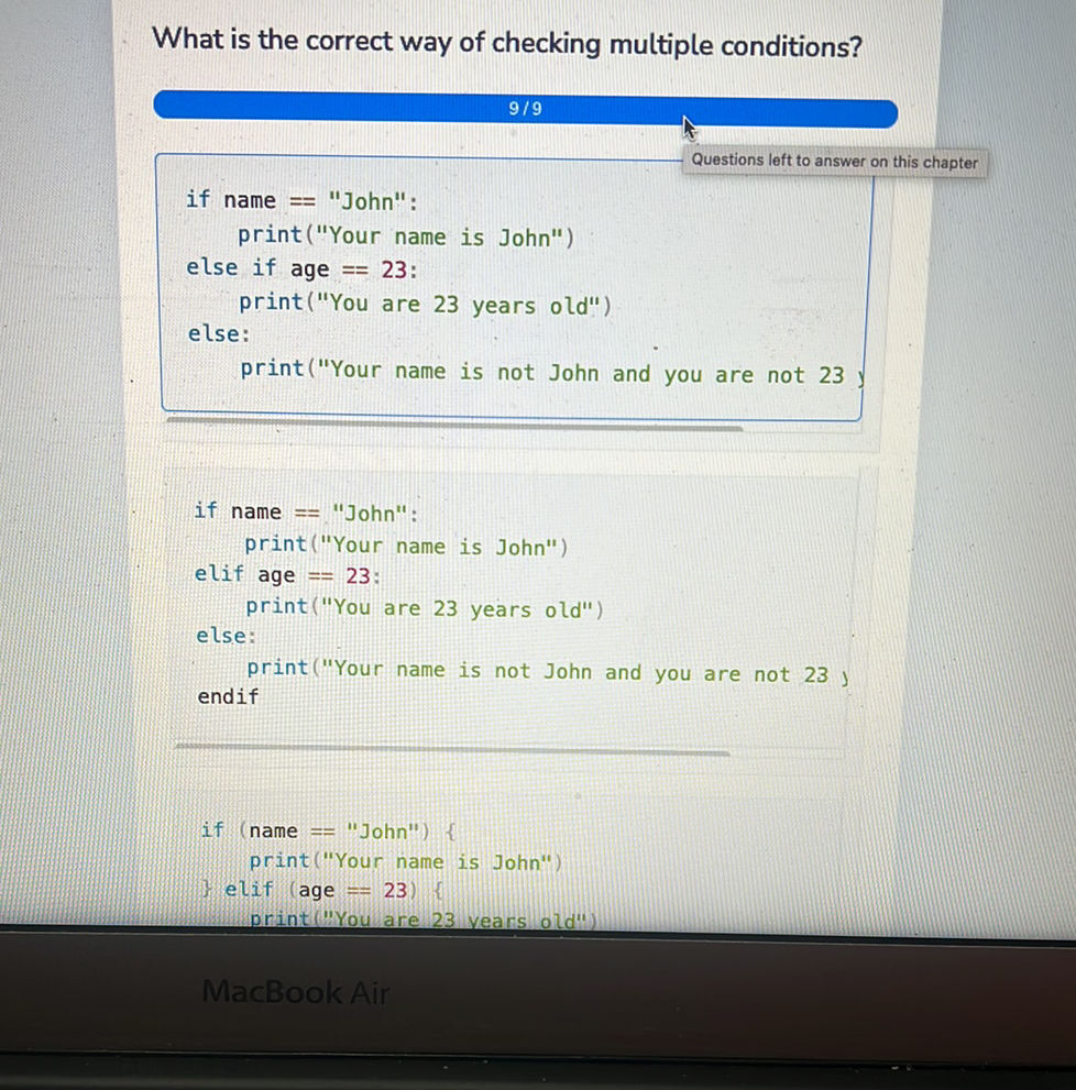 What is the correct way of checking multiple | StudyX