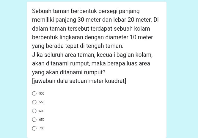 Sebuah taman berbentuk persegi panjang
