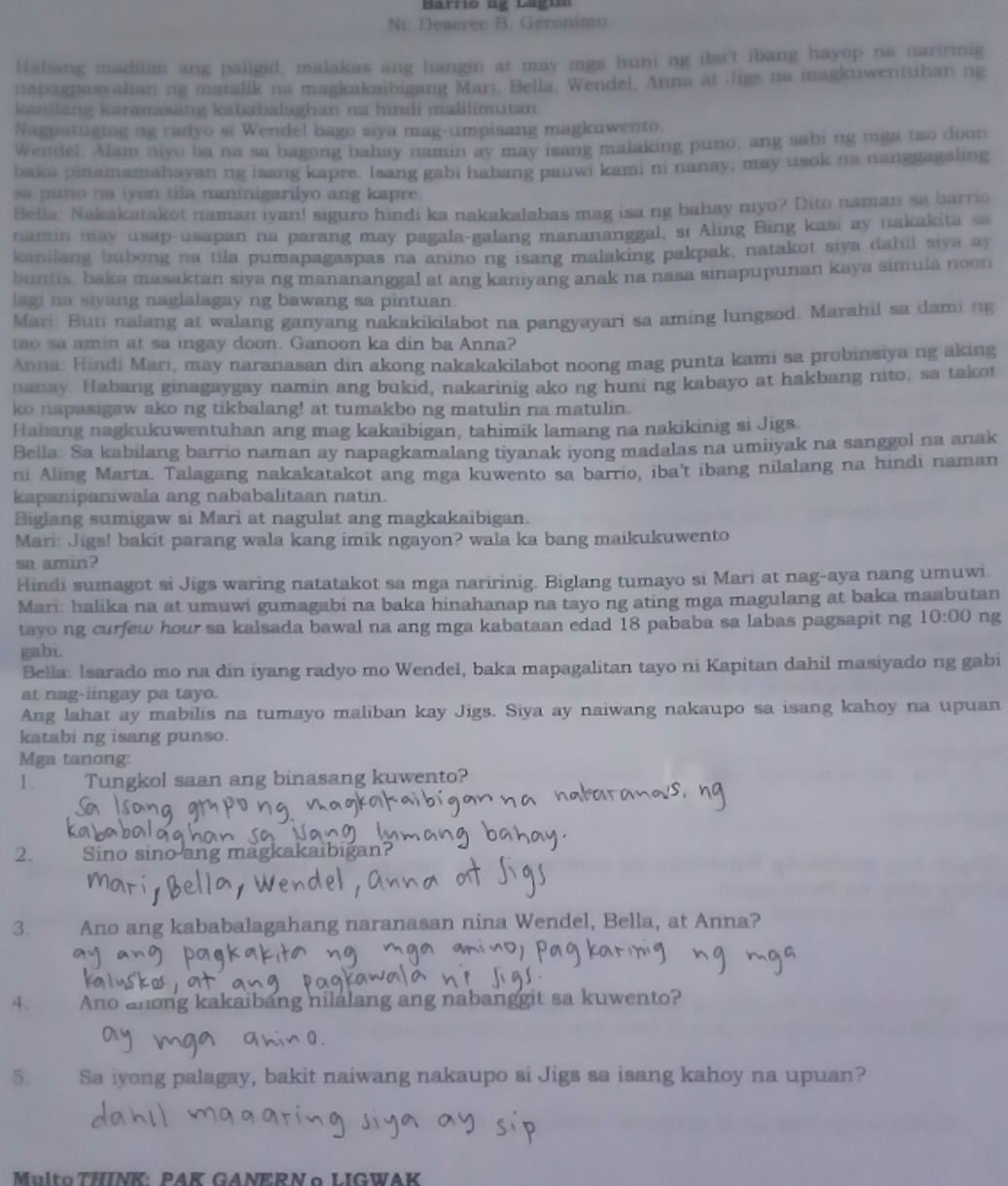 1. Tungkol saan ang binasang kuwento? Sa | StudyX