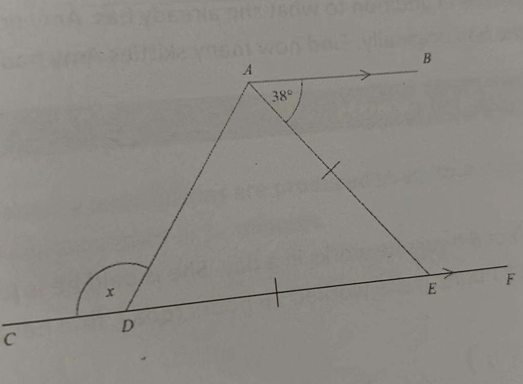 Find the value of angle $x$. Given: Angle | StudyX
