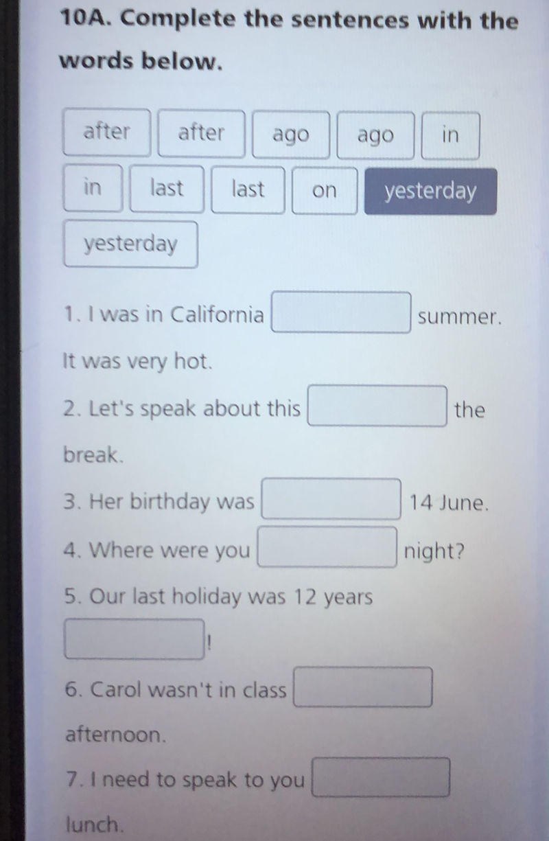 10A. Complete the sentences with the words | StudyX