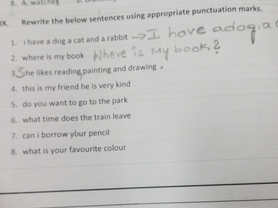 IX. Rewrite the below sentences using | StudyX