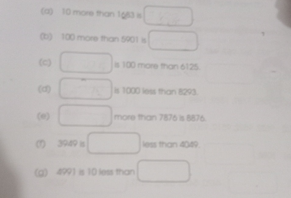 (a) 10 more than 1683 is (b) 100 more than | StudyX