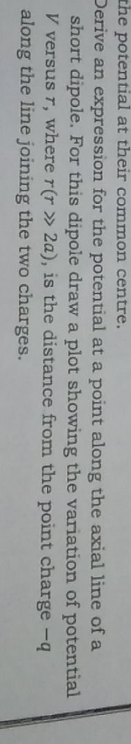 Derive an expression for the potential at a | StudyX