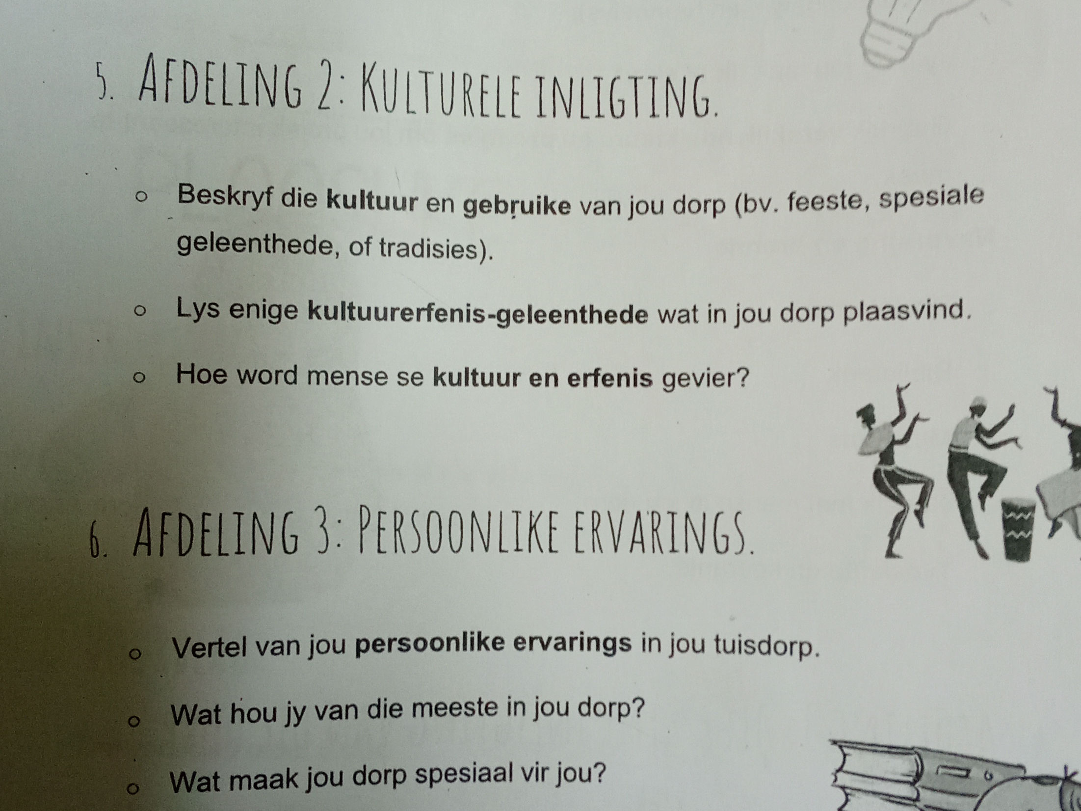 5. AFDELING 2: KULTURELE INLIGTING. Beskryf | StudyX