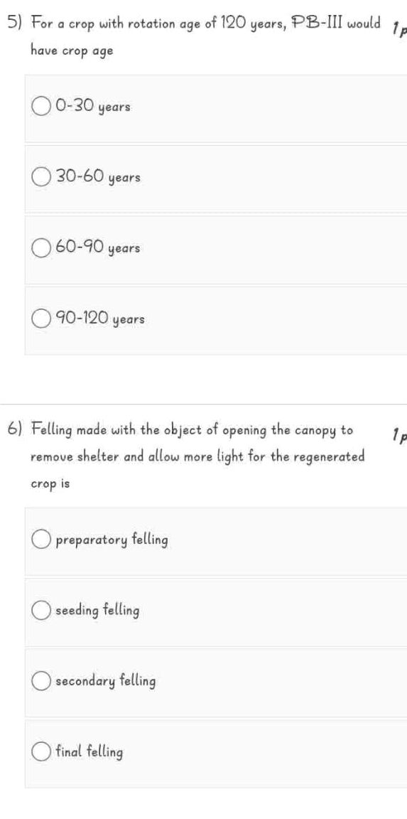 5) For a crop with rotation age of 120