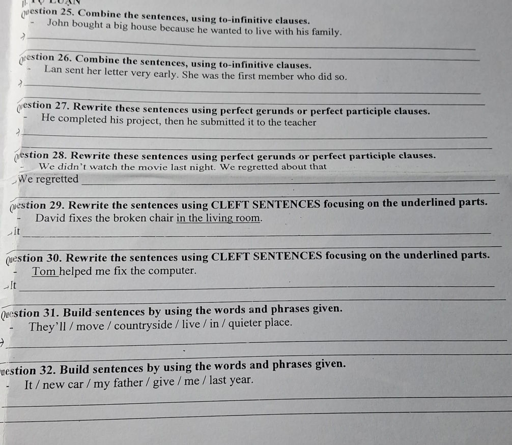 Question 25. Combine the sentences, using | StudyX