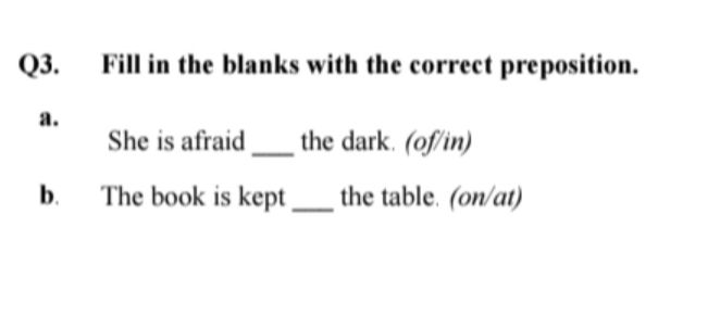 Q3. Fill in the blanks with the correct | StudyX