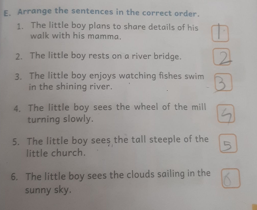 E. Arrange the sentences in the correct | StudyX
