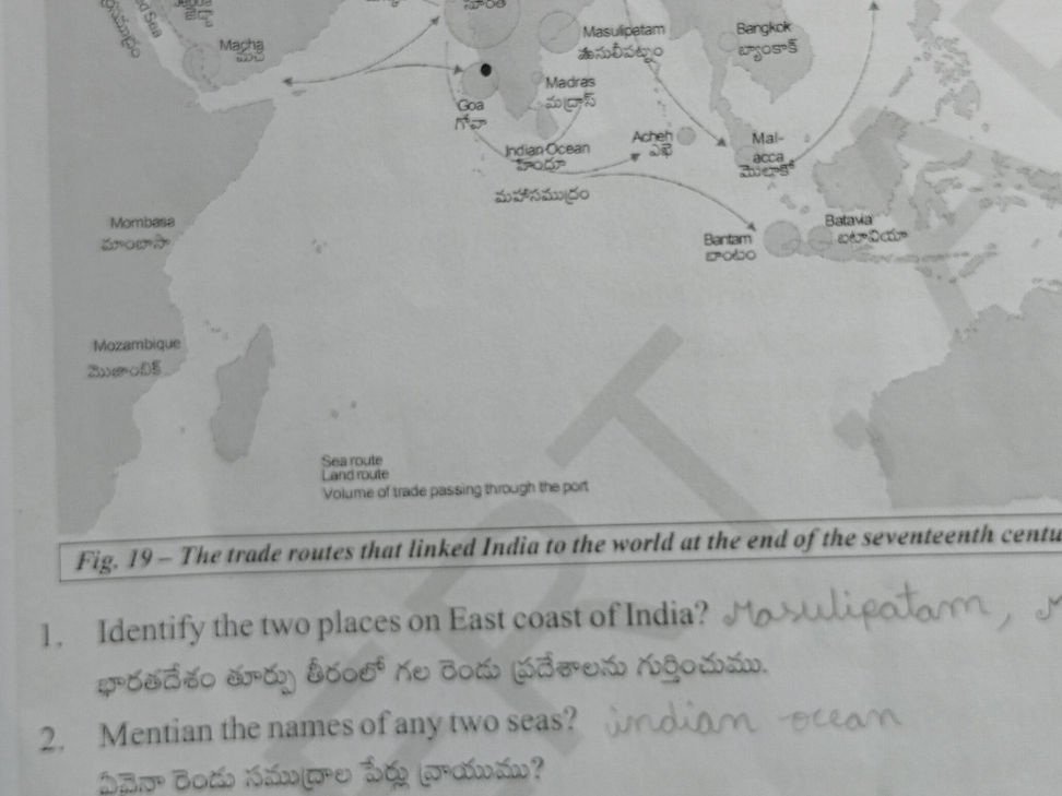 1. Identify the two places on East coast of | StudyX