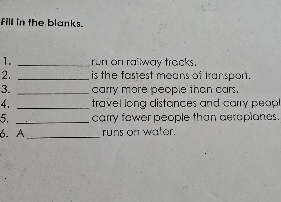 Fill in the blanks. 1. ______ run on | StudyX
