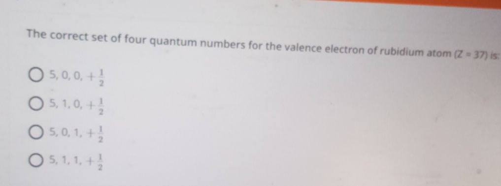 The correct set of four quantum numbers for | StudyX