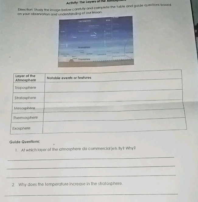 Activity: The Layers of the Atmosphere | StudyX