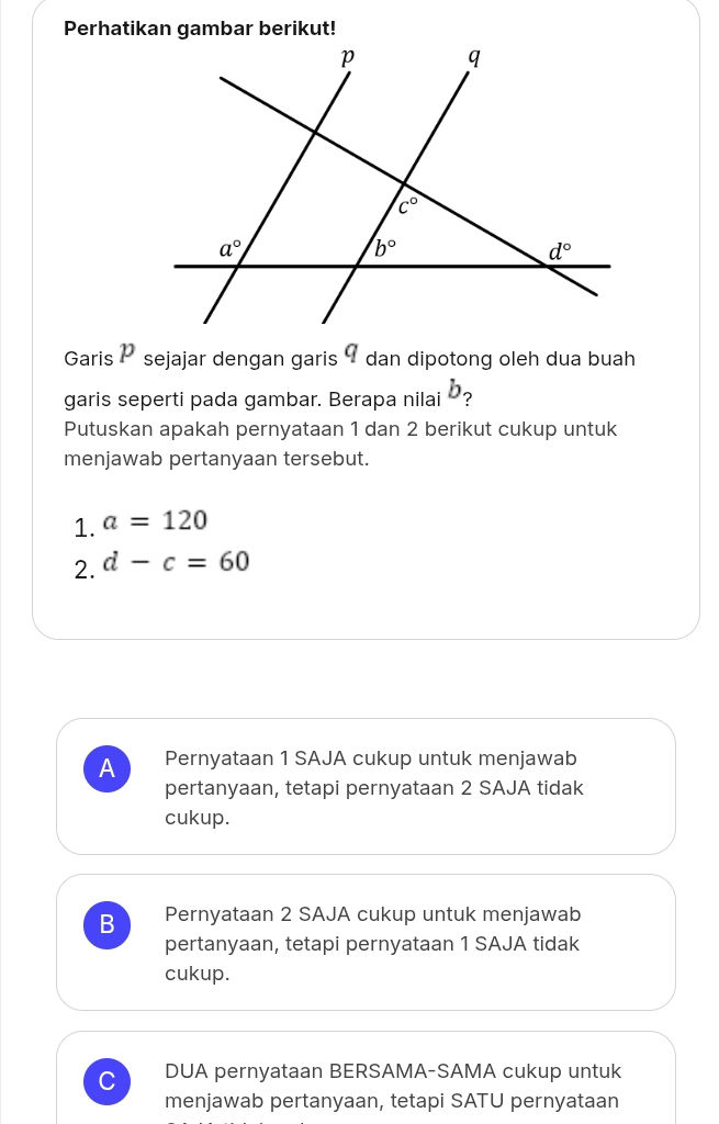 Perhatikan gambar berikut! ``` p \ \ | StudyX