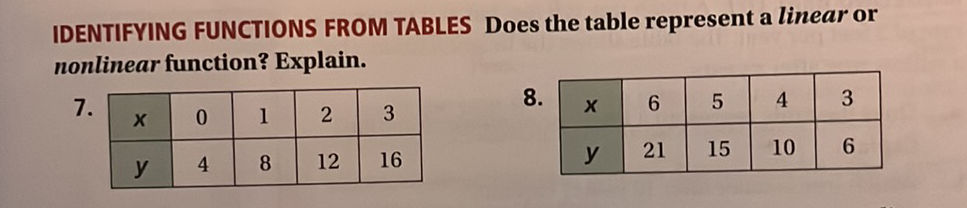 IDENTIFYING FUNCTIONS FROM TABLES Does the | StudyX