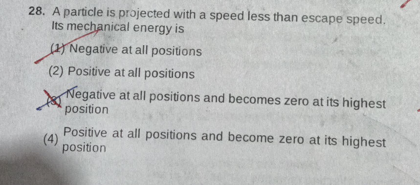 28. A particle is projected with a speed | StudyX