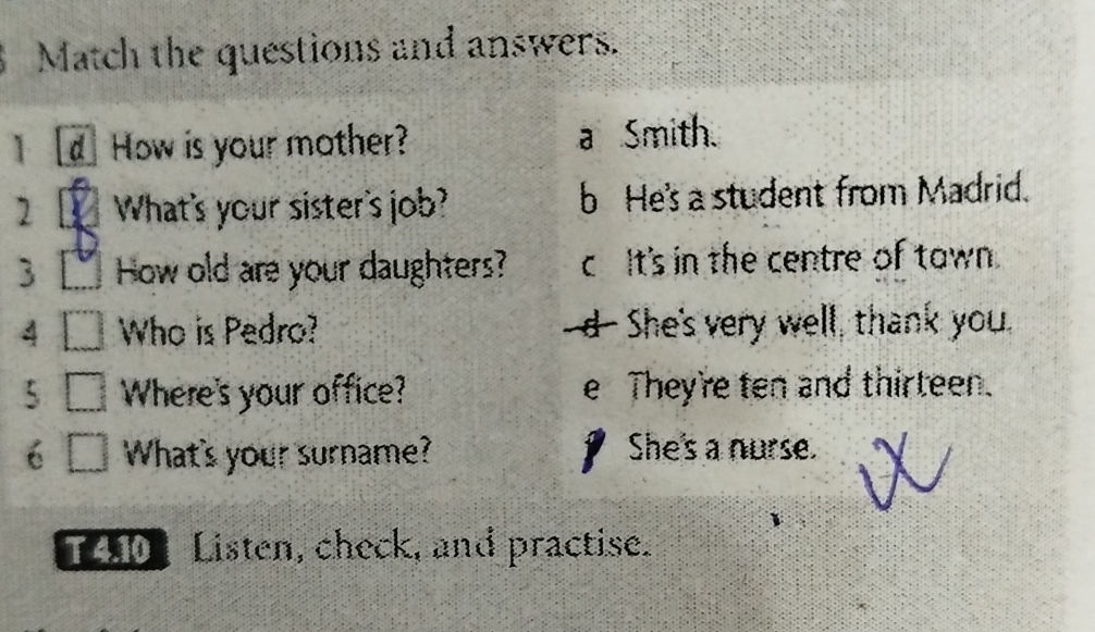 3 Match the questions and answers. 1 [d] | StudyX