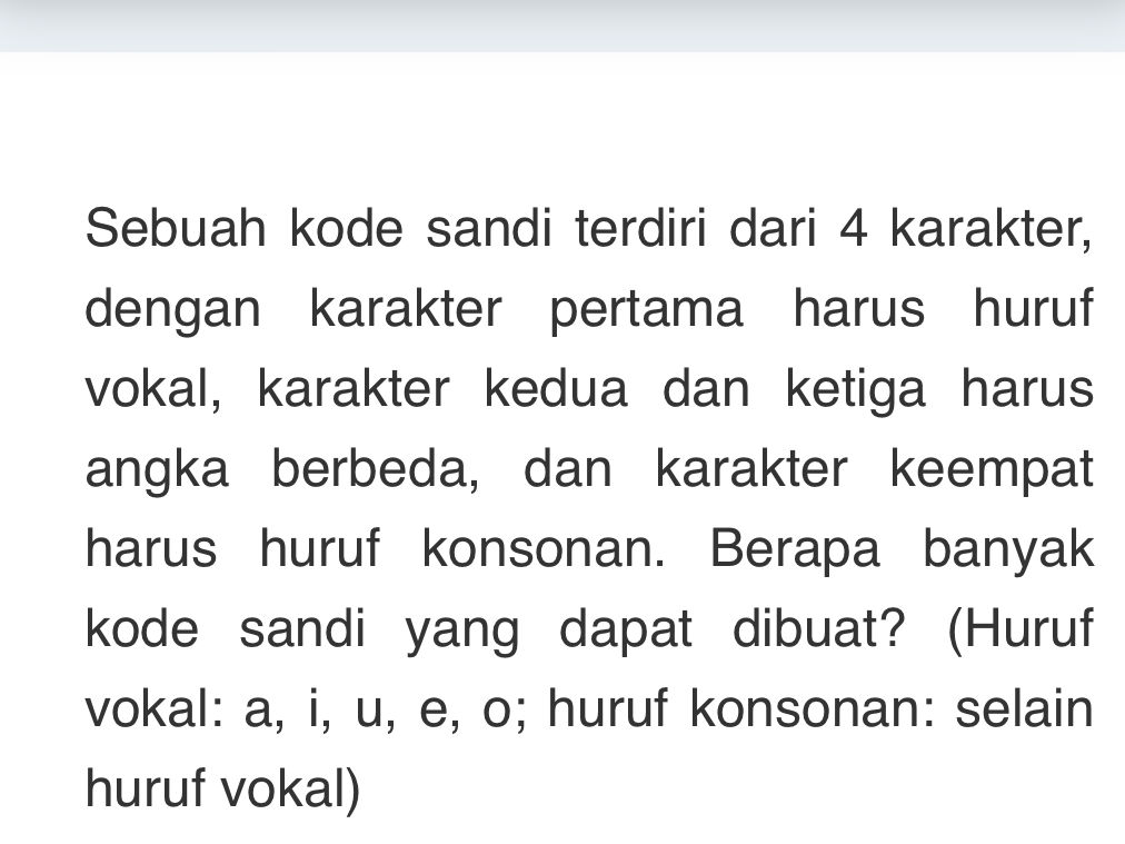 Sebuah kode sandi terdiri dari 4 karakter, | StudyX