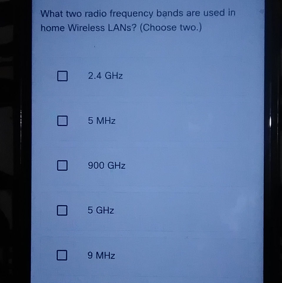 What two radio frequency bands are used in | StudyX